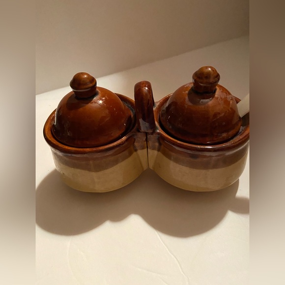 Houston Foods | Dining | Vintage Stoneware Double Condiment Set | Poshmark